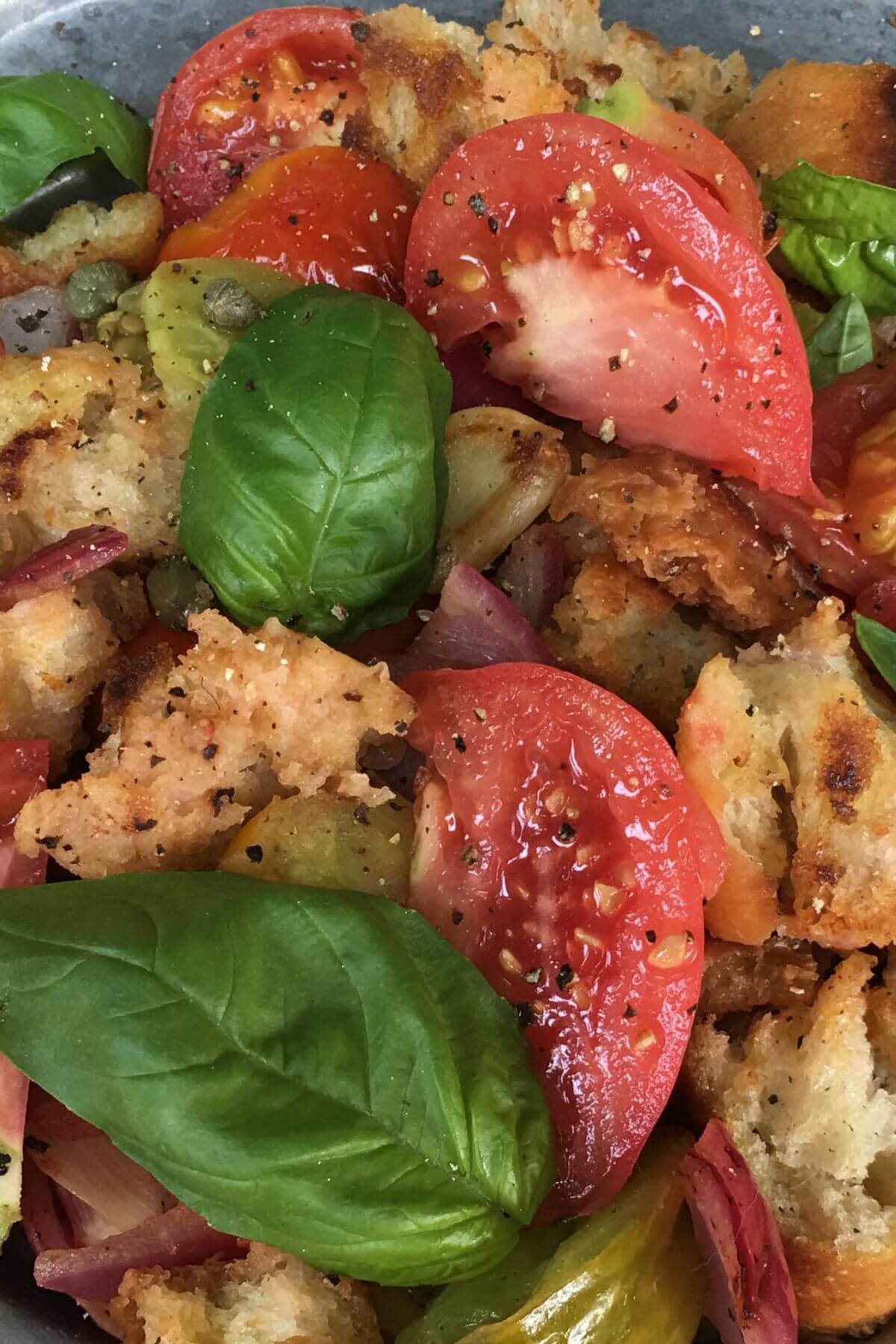 Rustic Bread Salad with Tomatoes (Panzanella Recipe) | Montana Happy