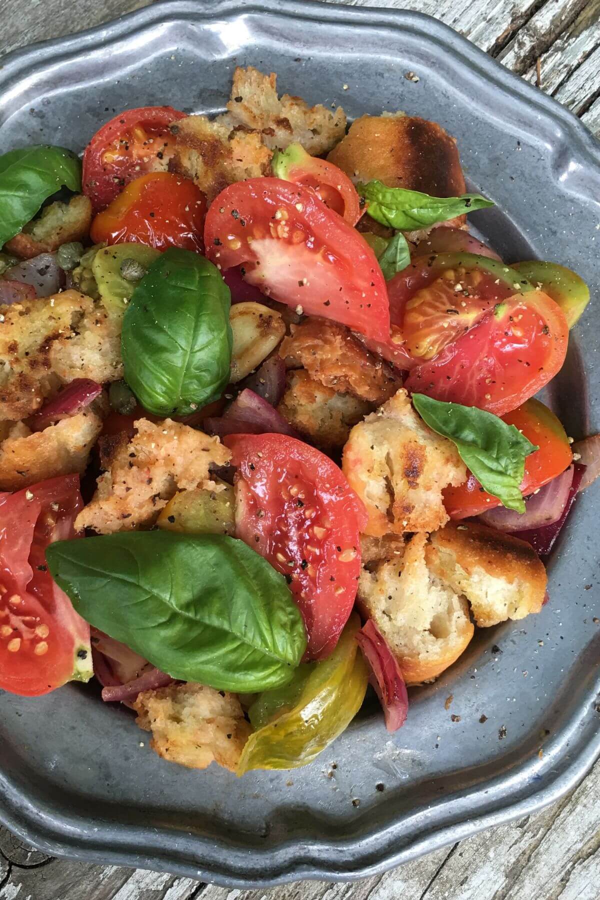 Rustic Bread Salad with Tomatoes (Panzanella Recipe) | Montana Happy