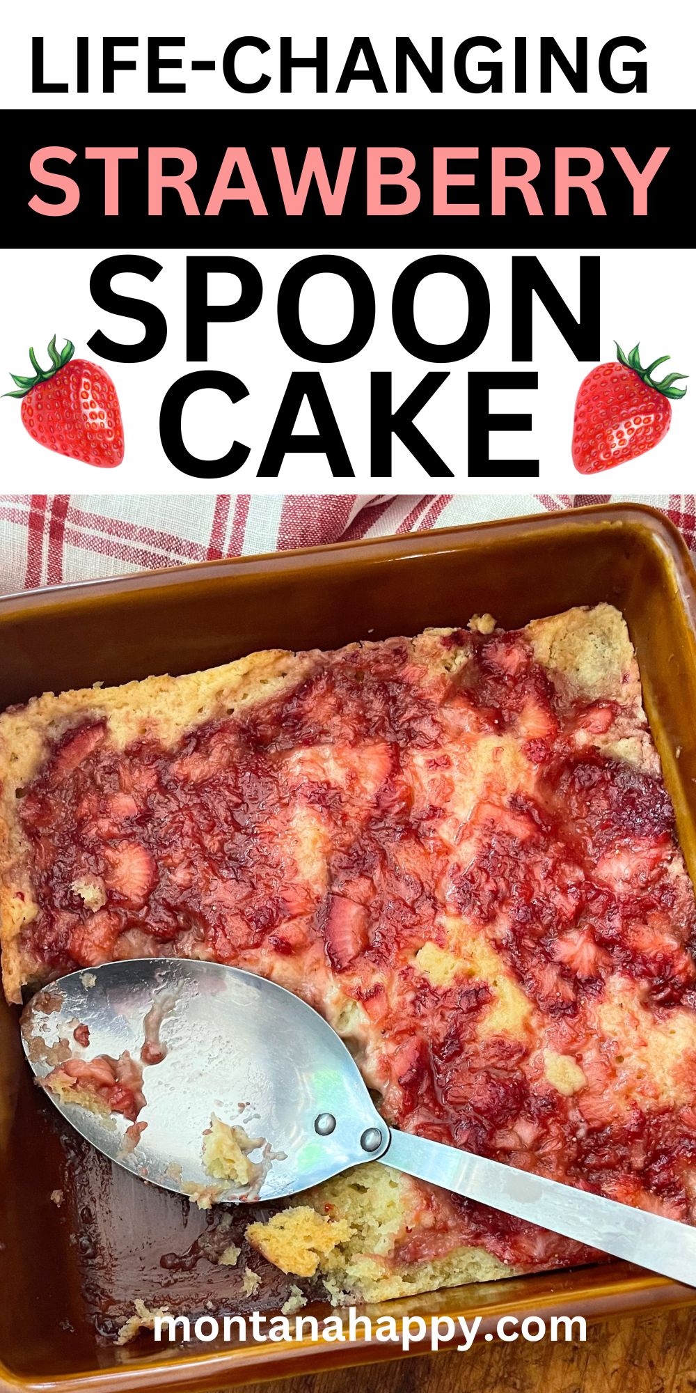 The Best Strawberry Spoon Cake! Easy Recipe | Montana Happy